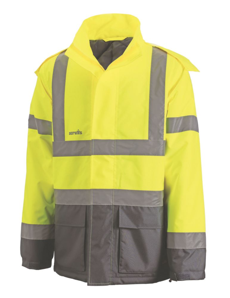 Scruffs Hi-Vis Jacket Yellow / Navy Medium 47" Chest - Screwfix