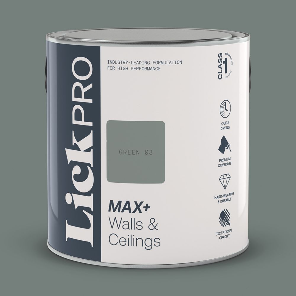 LickPro Max+ 2.5Ltr Green 03 Eggshell Emulsion Paint - Screwfix