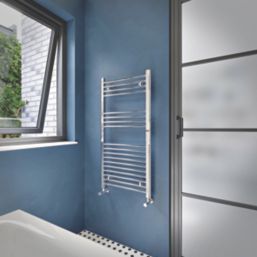 Flomasta 1000mm x 500mm 1020BTU Chrome Flat Towel Radiator - Screwfix