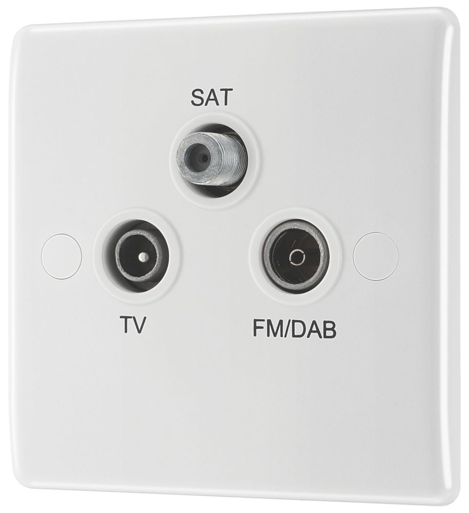 British General 800 Series 1-Gang Triplex TV Socket White - Screwfix