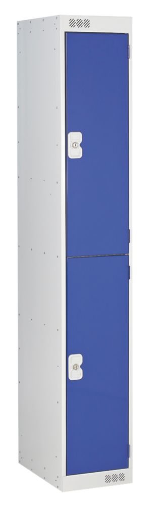 LinkLockers 2-Door Security Locker 1800mm x 300mm Blue - Screwfix