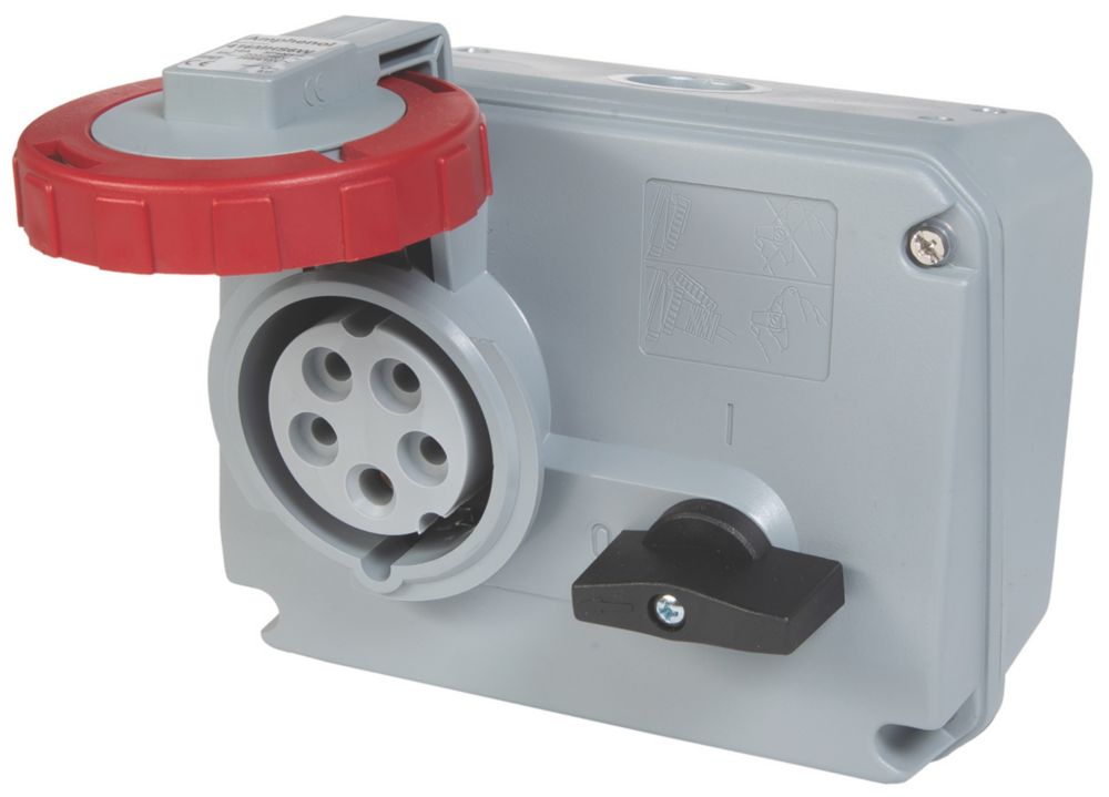 Amphenol 32A 4P+E Switched Socket 415V - Screwfix