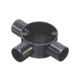 Deta TTE 3 Way 25mm Tee Box Black - Screwfix