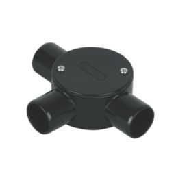 Deta TTE 3 Way 25mm Tee Box Black - Screwfix