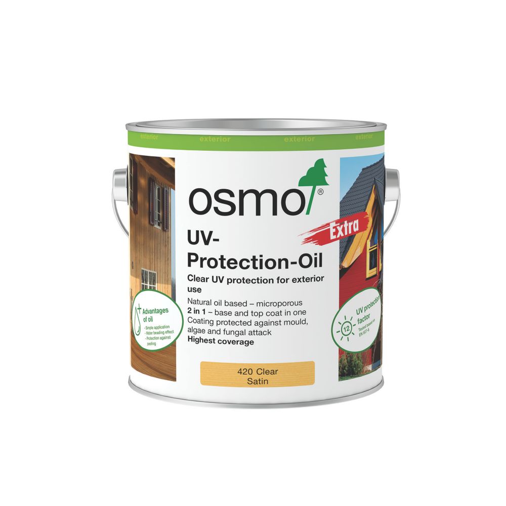 Osmo 2.5Ltr Clear Satin Solvent-Based Exterior Wood Finishing Oil - Screwfix