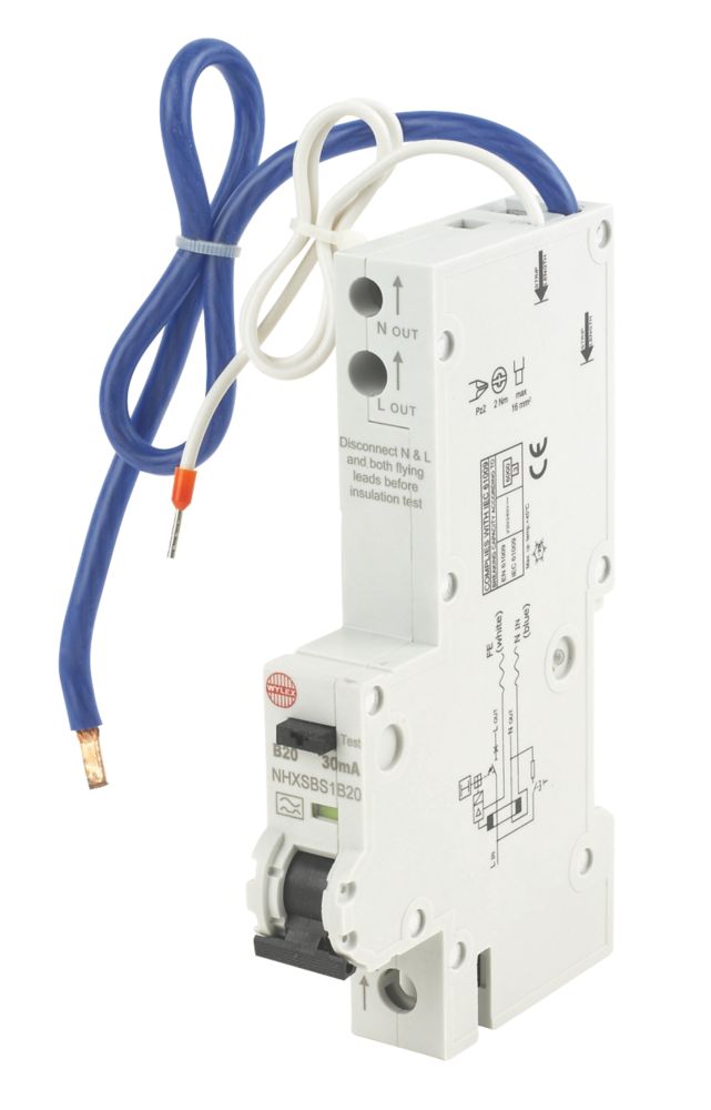 Wylex 20A 30mA Type A SP B Curve RCBO - Screwfix
