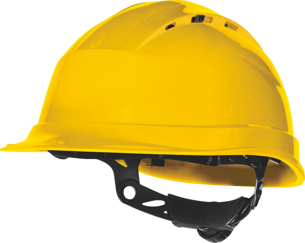Delta Plus Quartz Up IV Vented Rotor Wheel Ratchet Safety Helmet Yellow ...
