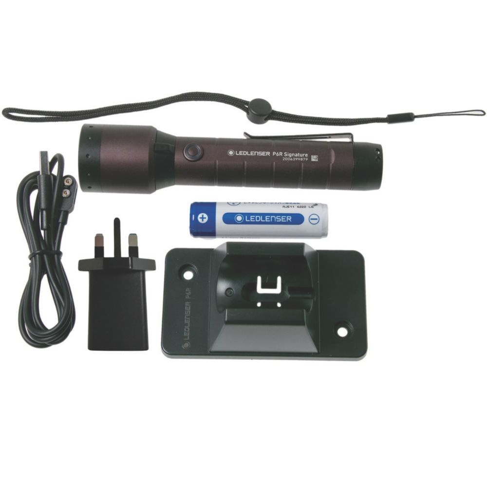 LEDlenser P6R Signature Rechargeable LED Torch Espresso 1400lm - Screwfix