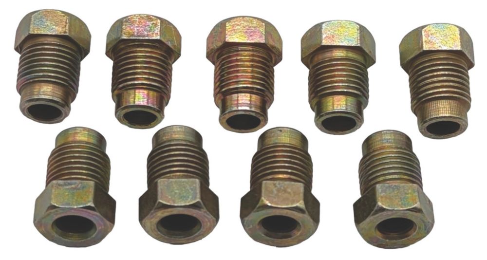 Pearl Consumables Metric Male M10 x 1mm Brake Pipe Unions 9 Pack - Screwfix