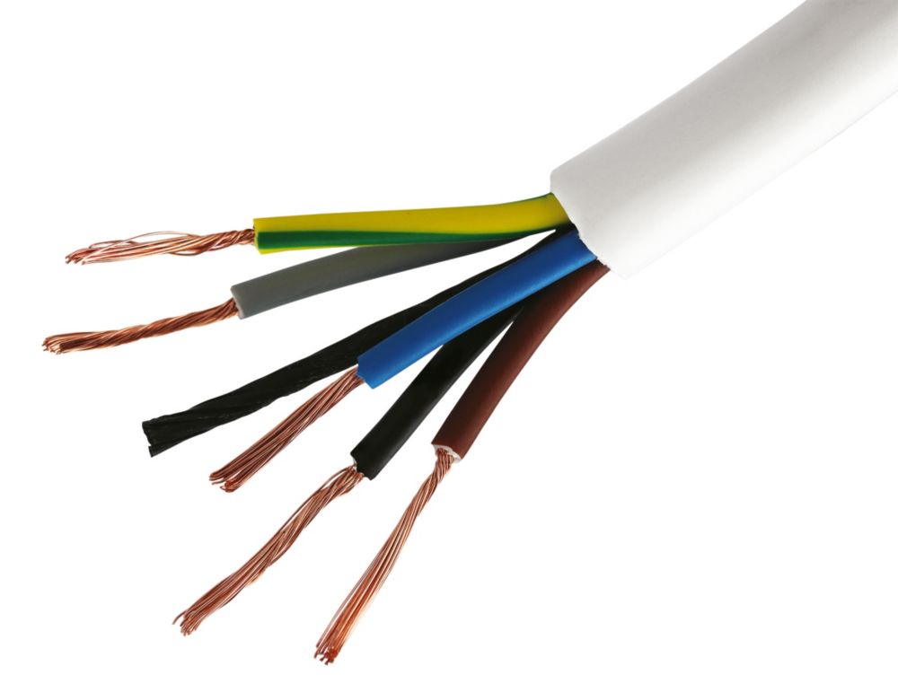 Time 3095Y White 5-Core 0.75mm² Flexible Cable 10m Coil | Cable ...