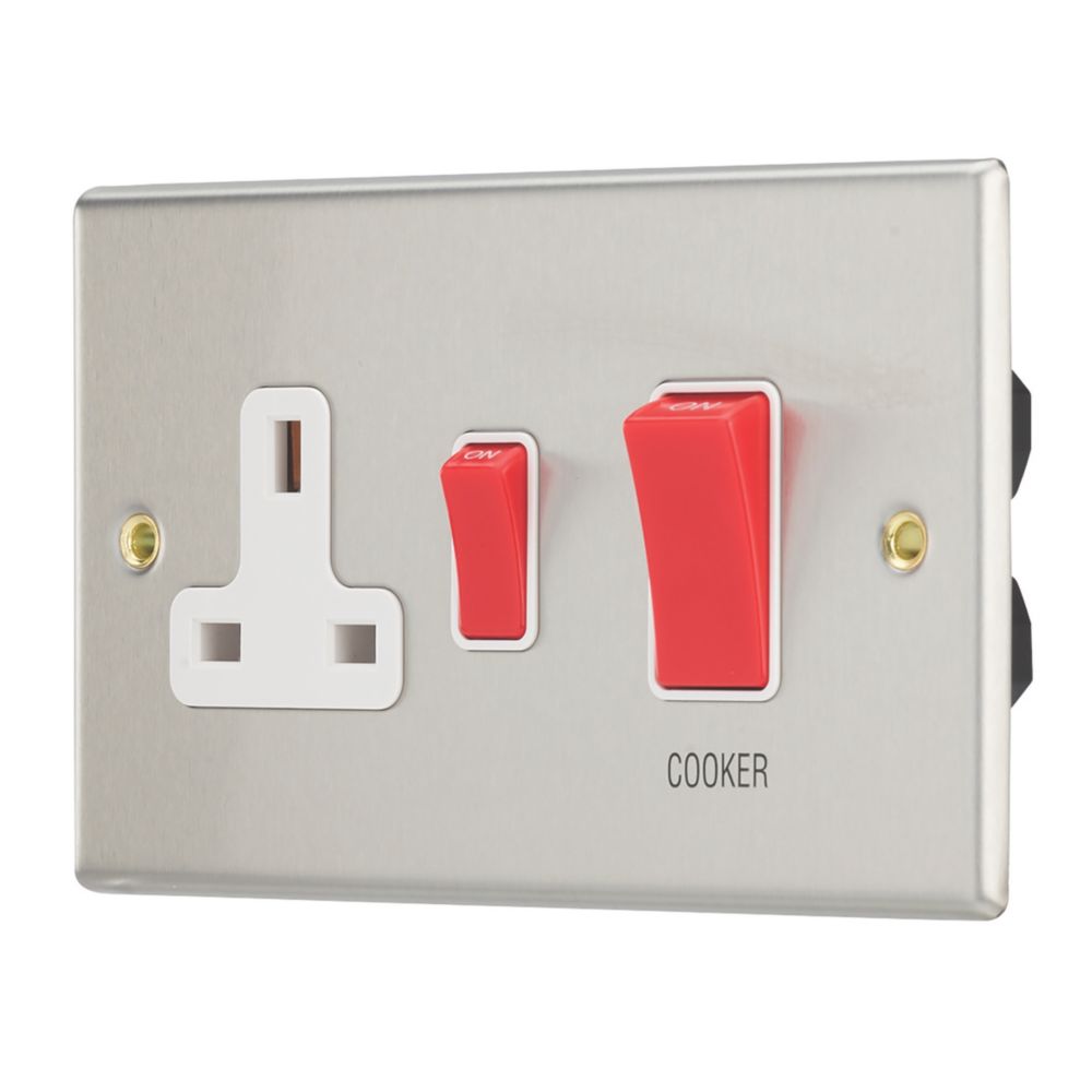 Contactum iConic 45A 2-Gang DP Cooker Switch & 13A DP Switched Socket ... Contactum iConic 45A 2-Gang DP Cooker Switch & 13A DP Switched Socket ...