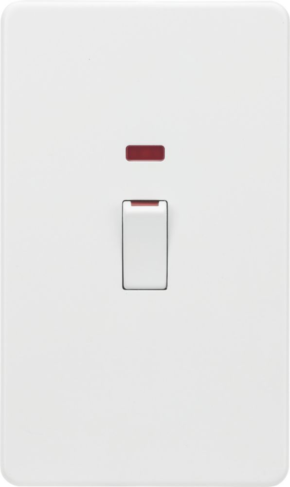 Knightsbridge 45A 2-Gang DP Control Switch Matt White with LED - Screwfix
