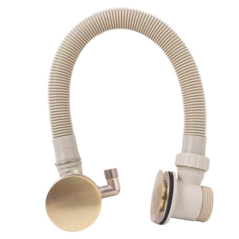 ETAL Freeflow Brushed Brass Round Head Bath Overflow Filler Tap With ...