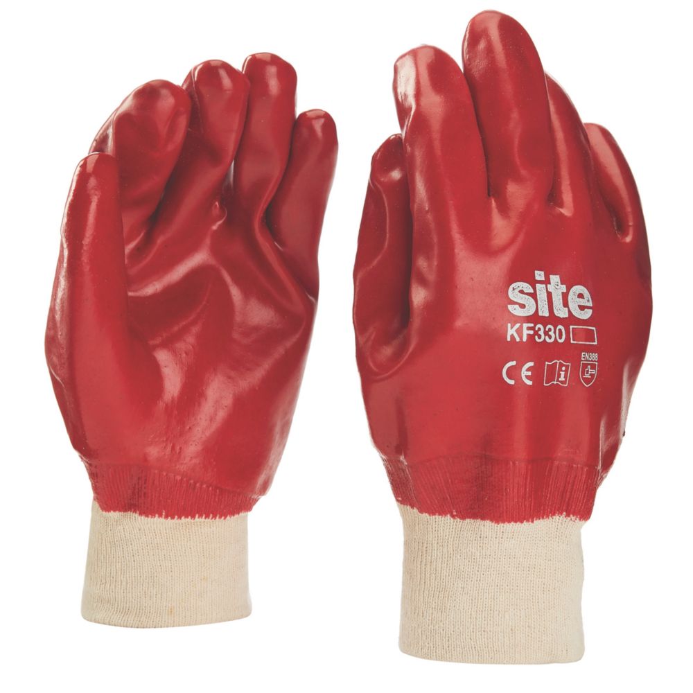 Site PVC Dipped Gloves Red Medium - Screwfix