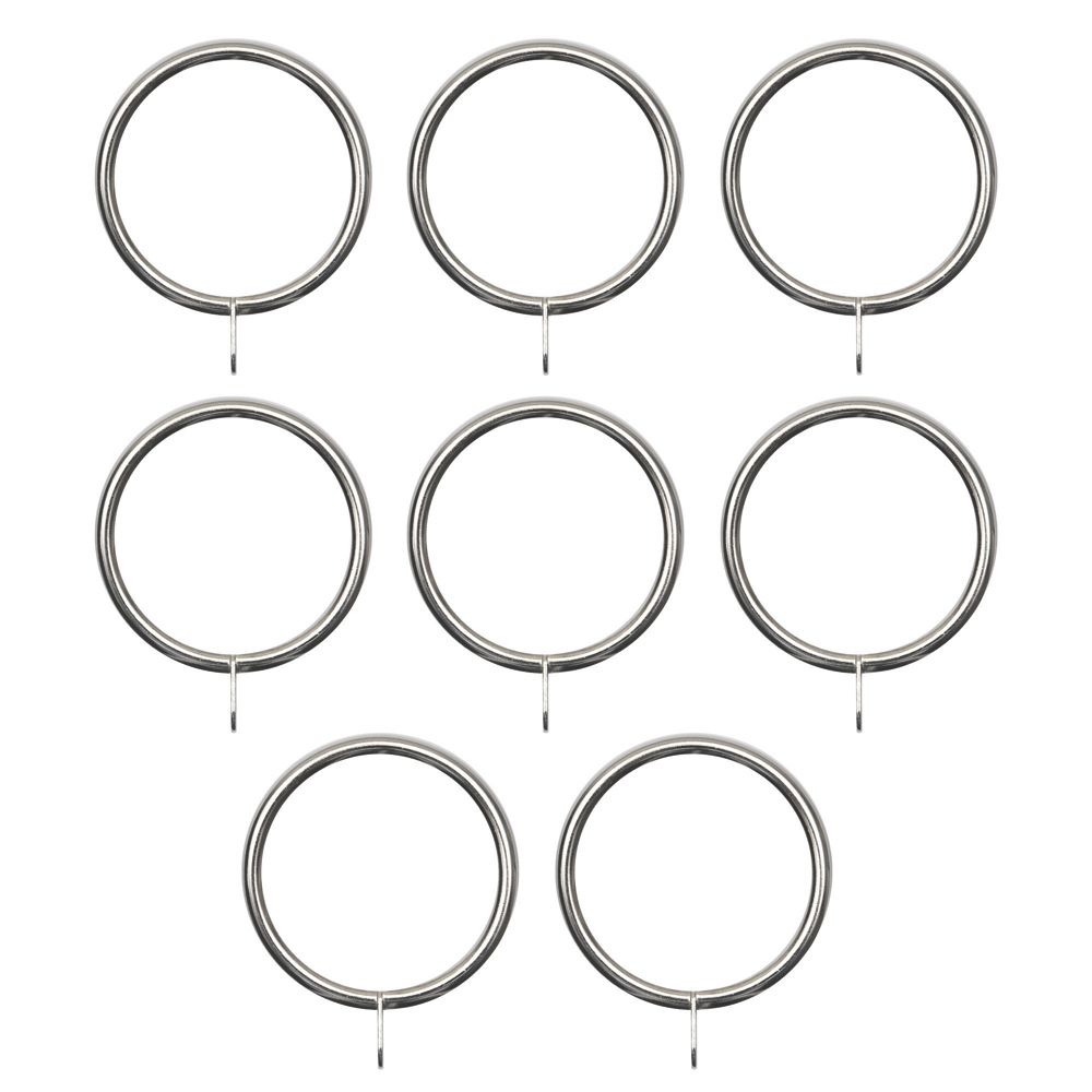 Renaissance Polished Chrome Metal Curtain Rings 28mm 8 Pack - Screwfix