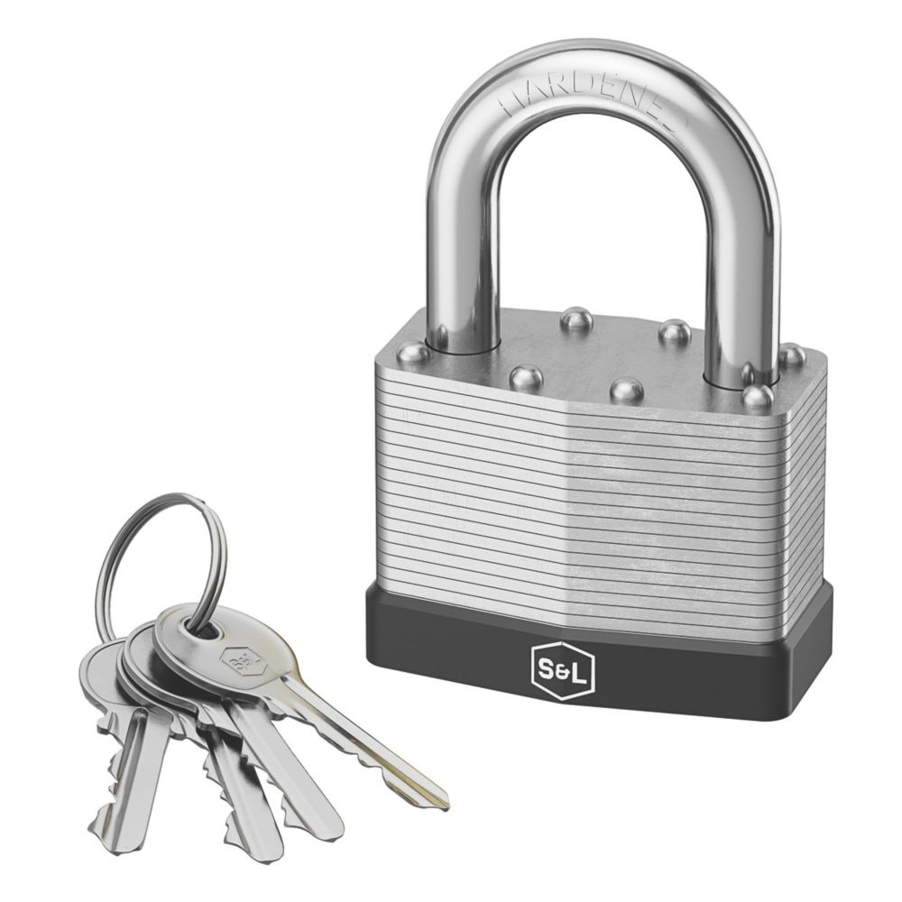 Smith Locke Laminated Steel Keyed Alike Closed Shackle Padlocks 40mm 3 Pack