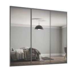 Spacepro Classic 3 Door Sliding Wardrobe Door Kit Graphite Frame Mirror Panel 2978mm x 2260mm Screwfix
