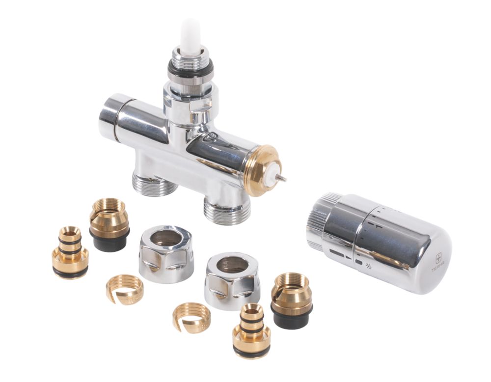 Terma Integrated Chrome Straight Thermostatic TRV with Immersion Tube 1 ...