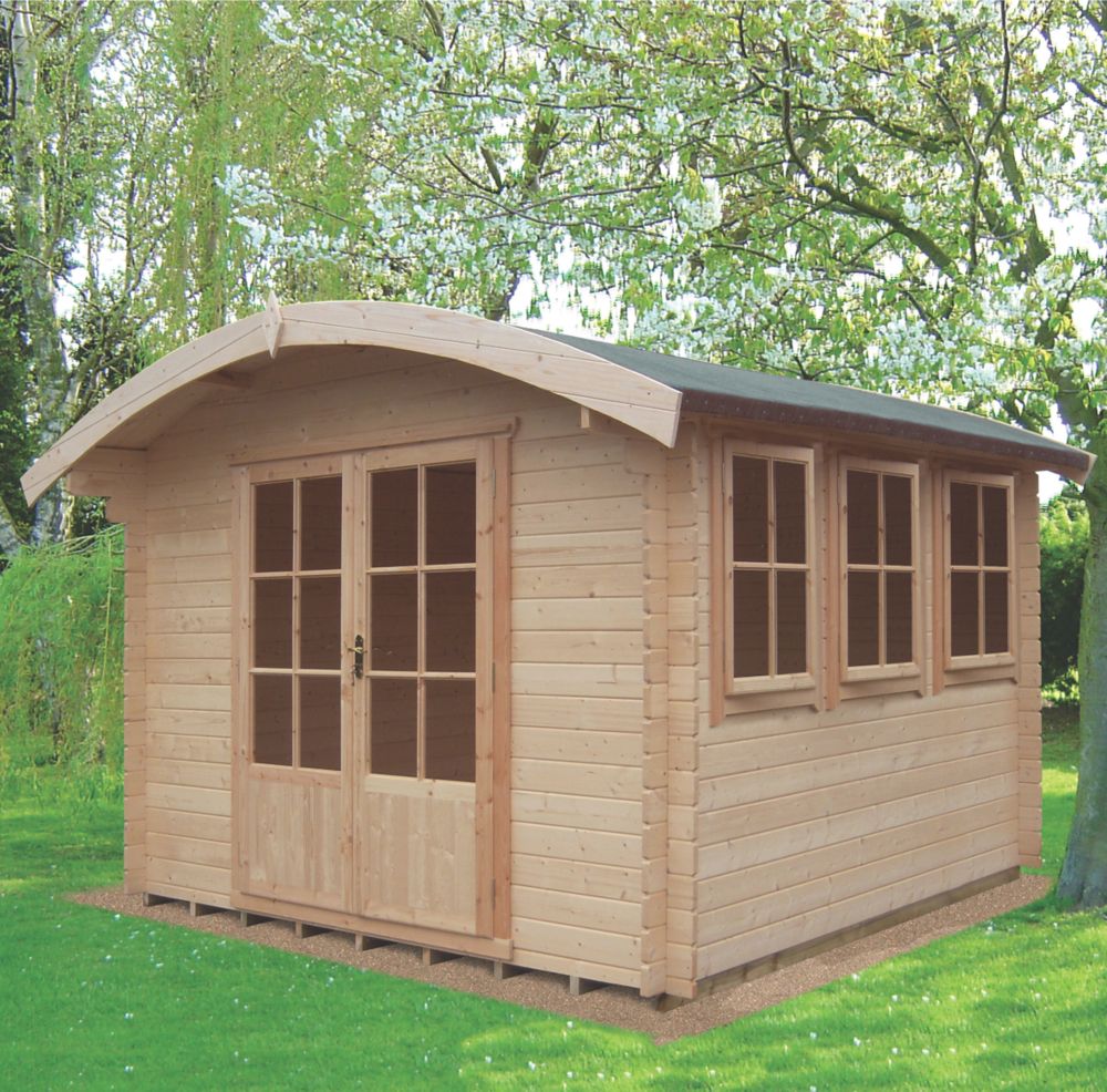 Shire Kilburn 12' x 12' (Nominal) Arched Timber Log Cabin - Screwfix