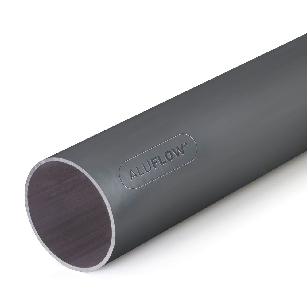 Aluflow Round Aluminium Downpipe Grey 68mm x 2.5m - Screwfix