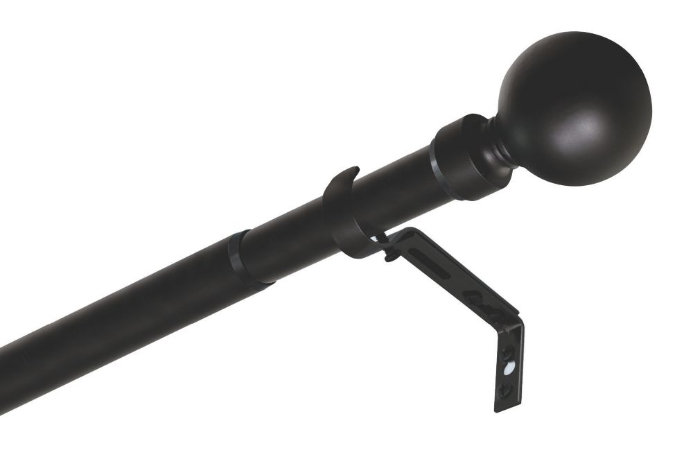 Renaissance Matt Black Curtain Pole 28/25mm x 180-340cm - Screwfix