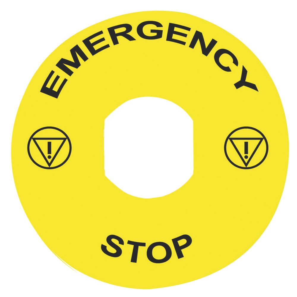 Schneider Electric Yellow/Black "Emergency Stop" Legend Plates 90mm 10 ...