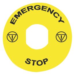 Schneider Electric Yellow/Black "Emergency Stop" Legend Plates 90mm 10 ...