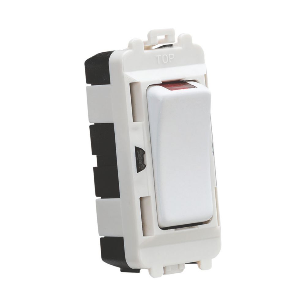 Knightsbridge 20AX Grid DP Control Switch Matt White with LED - Screwfix