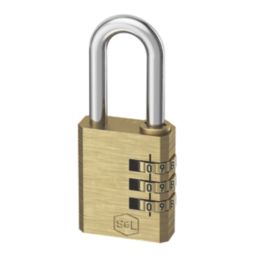 Smith & Locke Closed Shackle Combination Padlock Brass 30mm - Screwfix