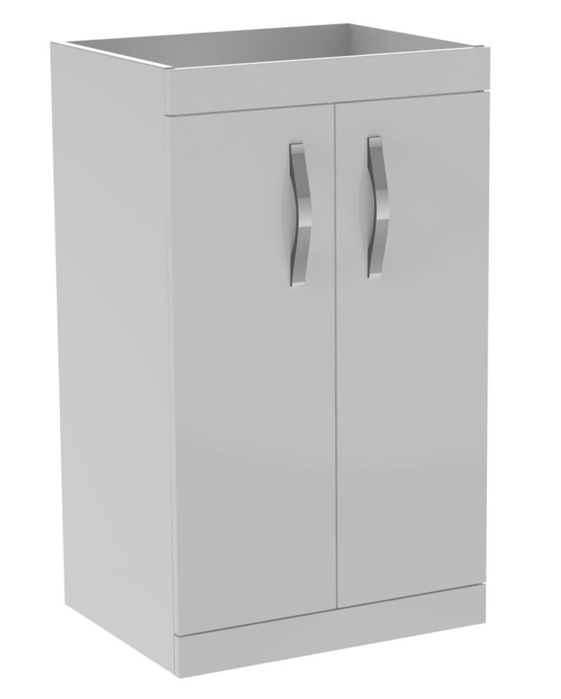 Ablis Freestanding Vanity Unit Gloss Grey 500mm x 390mm x 846mm - Screwfix