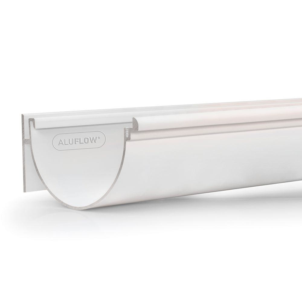 Aluflow Aluminium Half Round Deep Gutter Length White 115mm x 4m - Screwfix