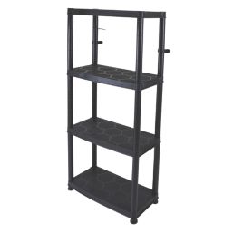 Essentials 4-Tier Plastic Garage Shelving Unit 600mm x 300mm x 1300mm ...