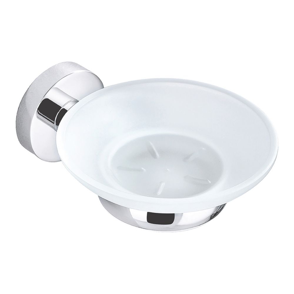 Aqualux Perth Glass Soap Holder Chrome | Soap Dishes | Screwfix.com