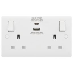 LAP 13A 2-Gang SP Switched Socket + 3A 30W 2-Outlet Type A & C USB ...