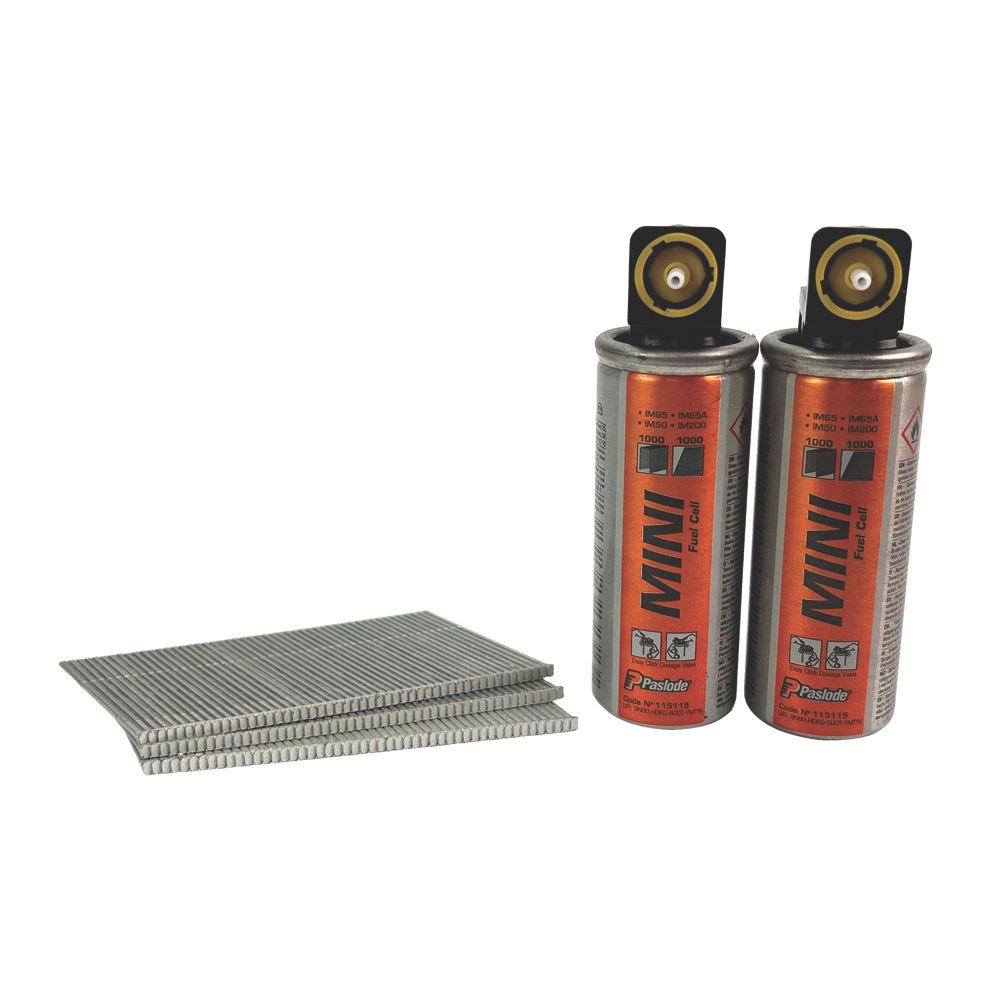 Paslode Galvanised Angled White Brads 16ga x 50mm 2000 Pack - Screwfix