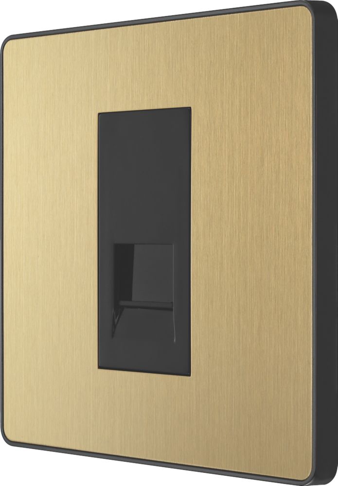 British General Evolve 1-Gang Master Telephone Socket Satin Brass with ...