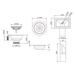 ETAL Sink Strainer Waste with Overflow Matt Black 90mm - Screwfix