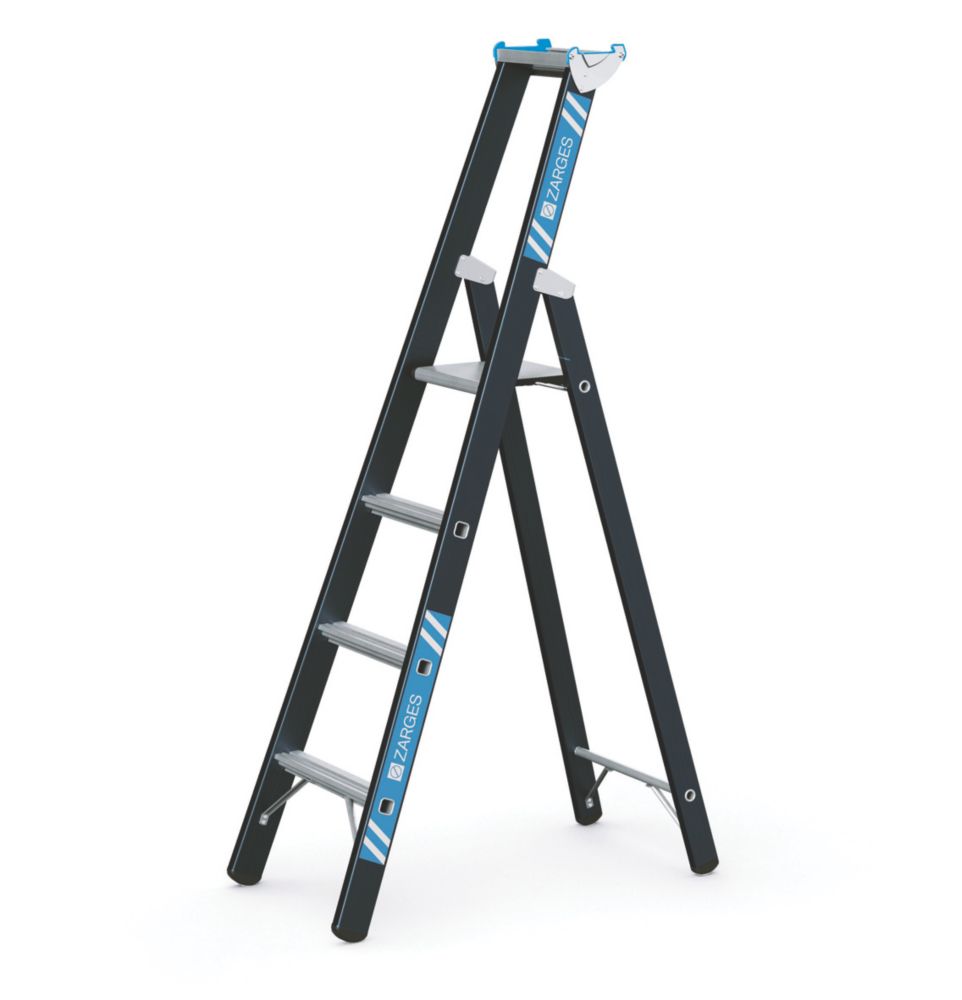 Zarges Aluminium 1.74m 4 Step Platform Step Ladder - Screwfix
