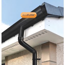Aluflow Aluminium Half Round Deep Gutter Length Black 115mm x 3m - Screwfix