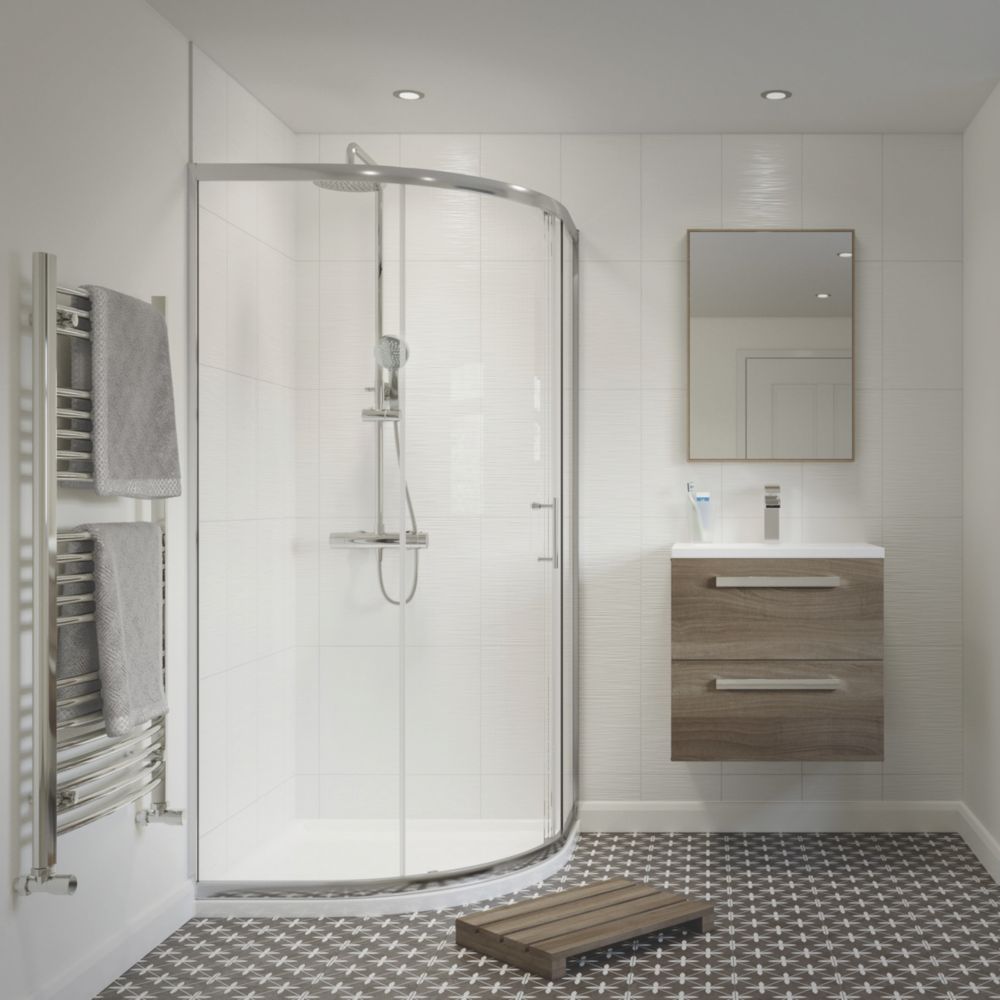 Framed Quadrant Shower Enclosure Polished Silver Effect/Clear 900mm x ...