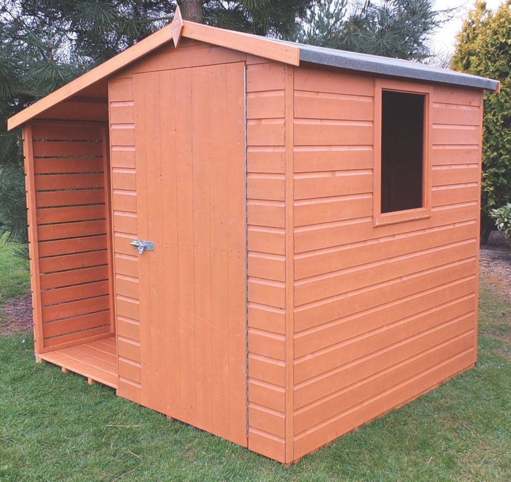 Shire 6' 6" x 6' (Nominal) Apex Timber Shed with Log Store - Screwfix