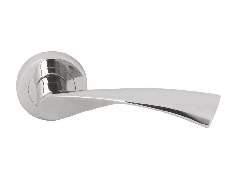 Serozzetta Breeze Fire Rated Lever on Rose Door Handles Pair Polished ...