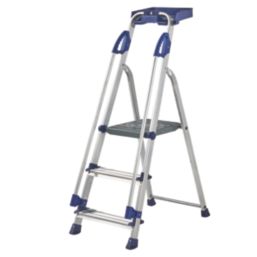 Werner Aluminium 1.22m 3 Step Platform Step Ladder With Handrail - Screwfix