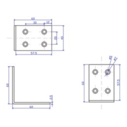Essentials Angle Bracket Silver 60mm x 60mm x 60mm - Screwfix