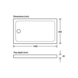 Mira Flight Low Rectangular Shower Tray White 1400mm x 800mm x 40mm ...