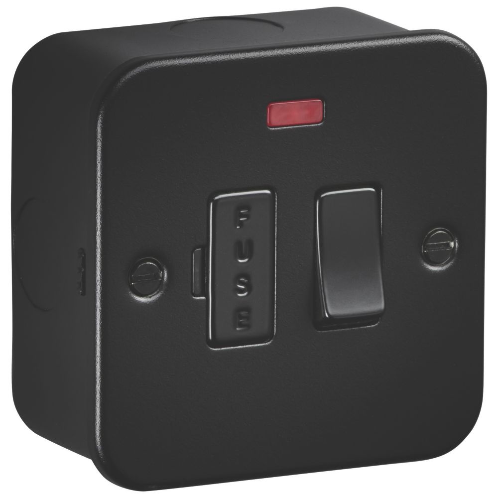 Knightsbridge 13A Switched Metal Clad Fused Spur with Neon Black - Screwfix