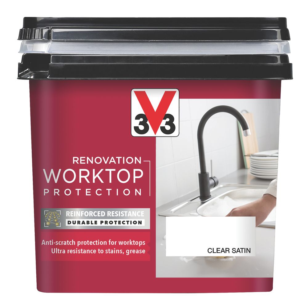 V33 500ml Clear Satin Worktop Protector - Screwfix