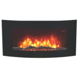 Black Remote Control Wall-Mounted Electric Fire 1000mm x 500mm - Screwfix