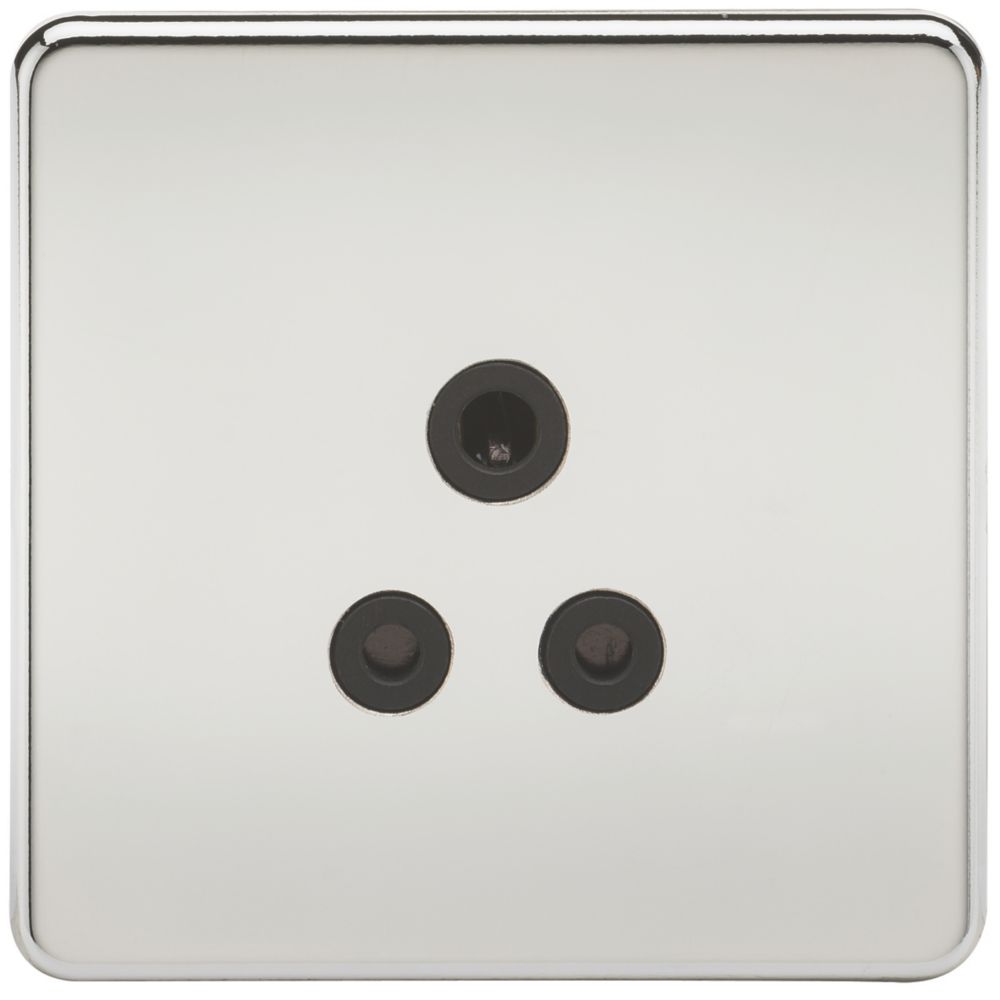 Knightsbridge 5A 1-Gang Unswitched Socket Polished Chrome with Black ...