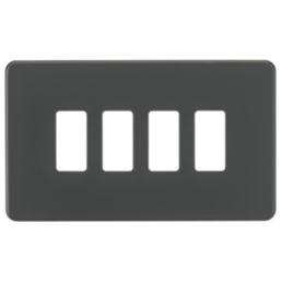 Knightsbridge 4-Module Grid Faceplate Anthracite - Screwfix